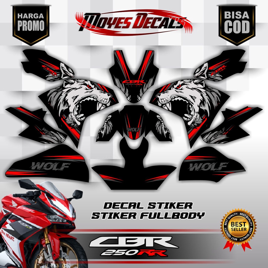 Jual Decal CBR 250 RR Decal Honda CBR250RR Fullbody Angry Wolf | Shopee ...