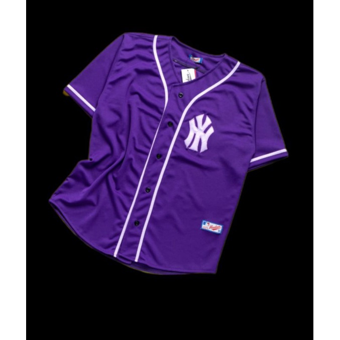 Jual ( BAJU KAOS BISBOL ) JERSEY BASEBALL Pria Wanita ungu NY arx5 ...