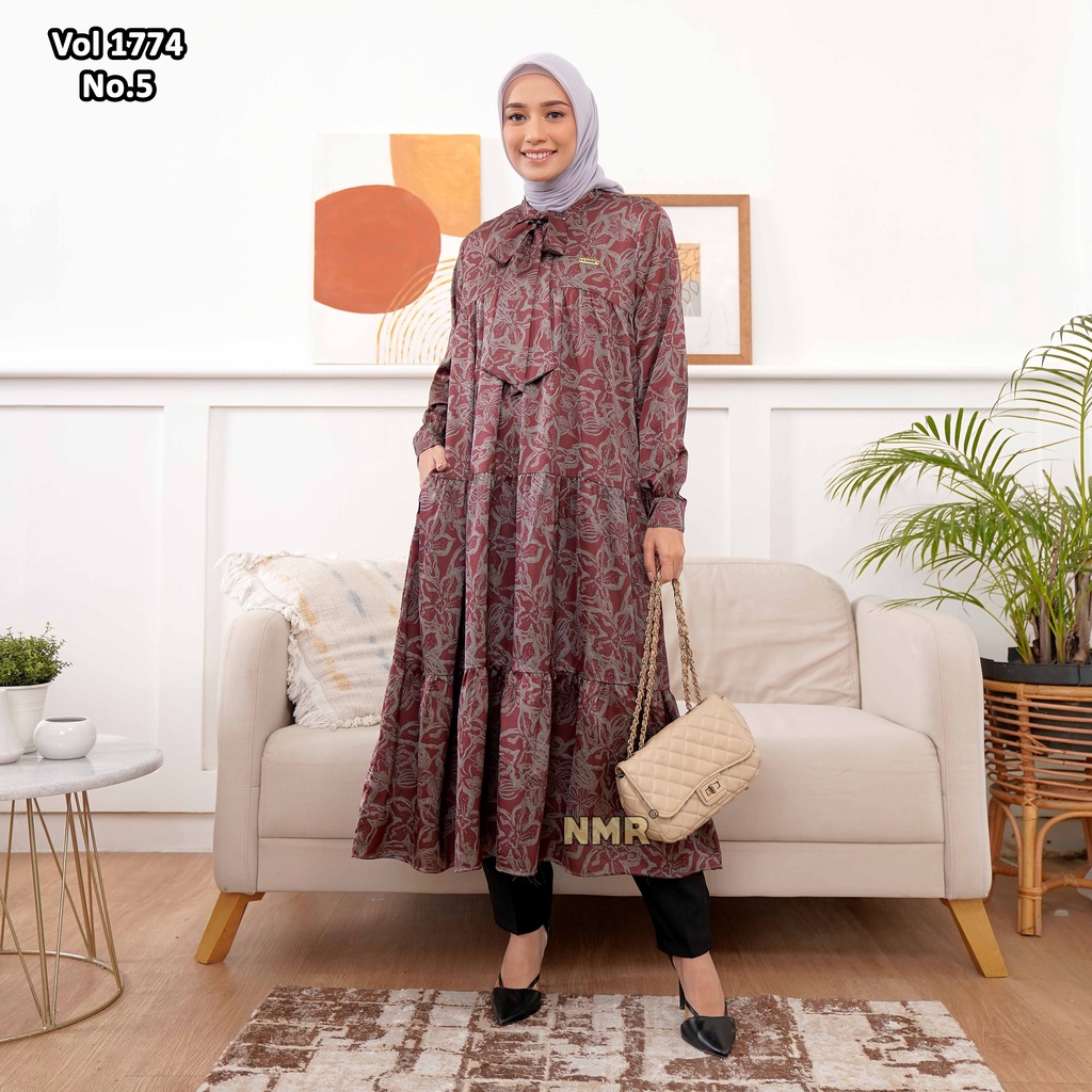 Jual NMR Midi Dress Armn Silk Vol 1774-5 | Shopee Indonesia