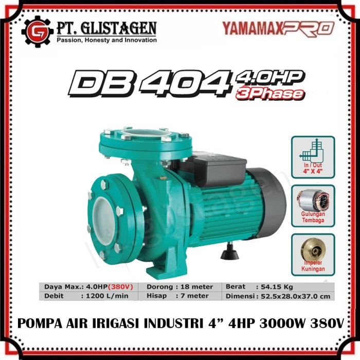Jual Pompa Irigasi Centrifugal Industri 4" 4HP 3000W 380V Yamamax DB404 ...