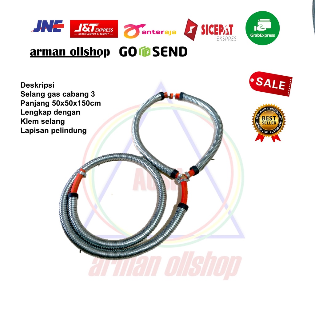 Jual selang kompor gas cabang 2 paralel / selang oven gas lapis ...