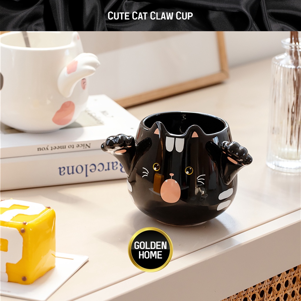 Jual GOLDEN Mug Gelas Cangkir Keramik Teh Kopi Lucu Motif Kucing ...