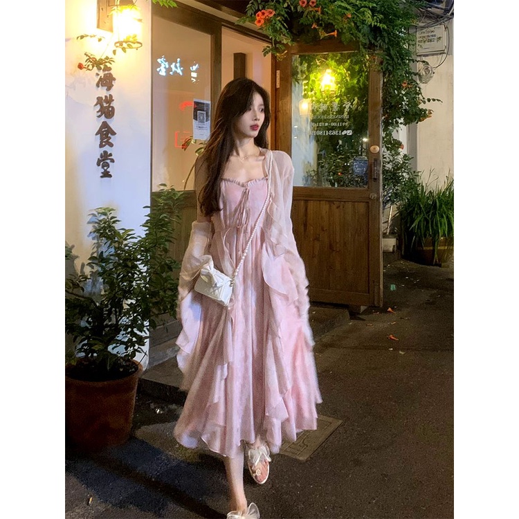 Jual COD#Birthday Dress/Korean Dress/Dress Pink/Dress Retro/Ruffled ...