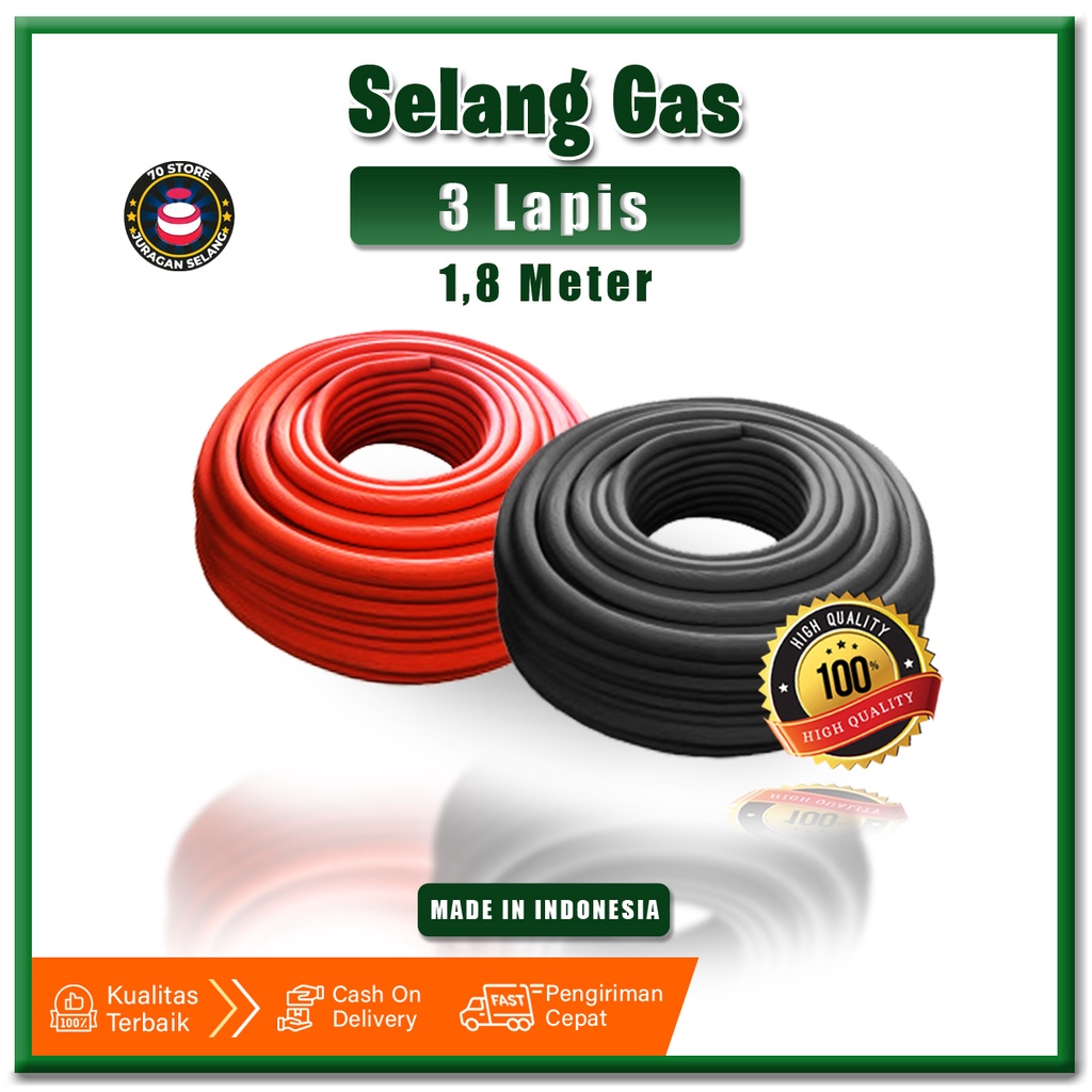 Jual SELANG GAS LPG 3 LAPIS 1.8 METER SELANG AIR PANAS STANDAR SNI ...