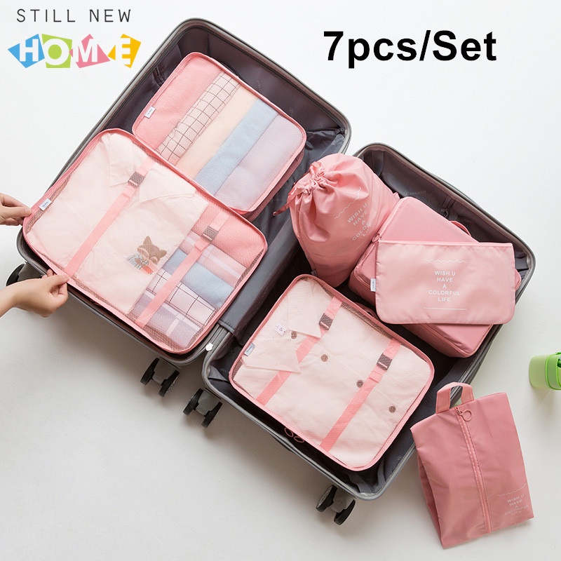 Jual 8pcs/Set Tas Travel Organizer Storage Bag /Tas Koper Polos/8 in1 ...