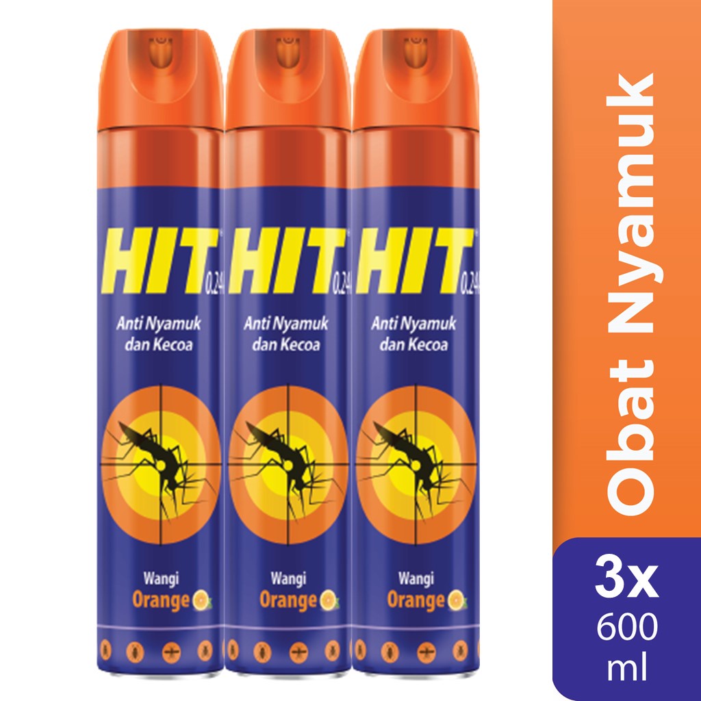 Jual Hit Aerosol Orange 600ml x3 - Obat Nyamuk - Bunuh Nyamuk Penyebab ...