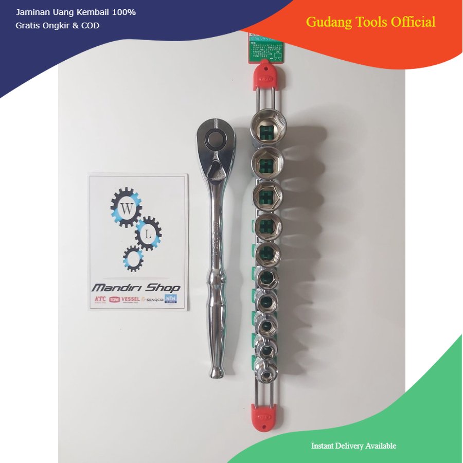 Jual PAKET KUNCI SHOCK SET KTC 10 PC KEMBANG 6 DAN RATCHET SQUARE 1/2 UKURAN 08-24 | Shopee ...
