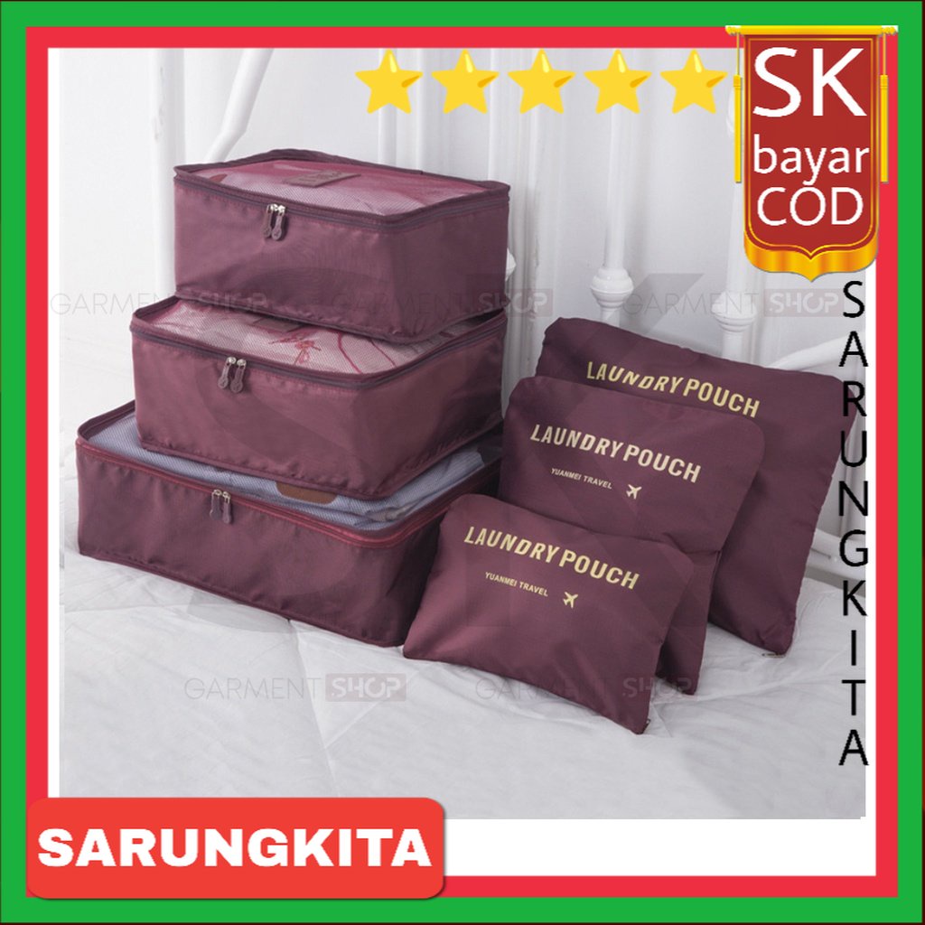 Jual Travel Bag 6 in 1 Luggage Storage Set Organizer Tas Koper Travel ...