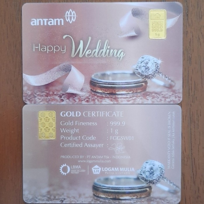 Jual LOGAM MULIA EMAS ANTAM LM GIFT SERIES HAPPY WEDDING 1 GRAM 1 GR ...