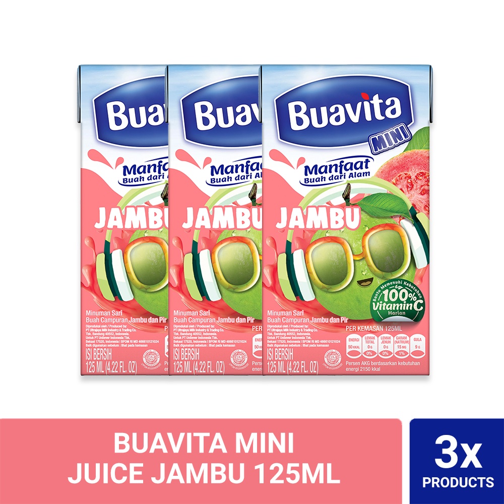 Jual Buavita Mini Juice Jambu 125ml Triplepack | Shopee Indonesia
