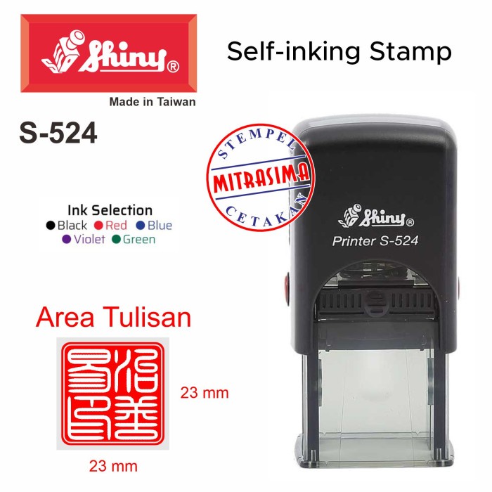 Jual Stempel Shiny S-524 ( Shiny bentuk bujursangkar S524 Tipe S 524 ...