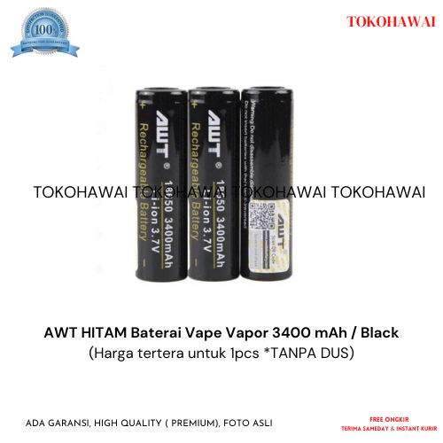 Jual Baterai AWT 18650 3000mah 3.7V hitam (1baterai) | Shopee Indonesia