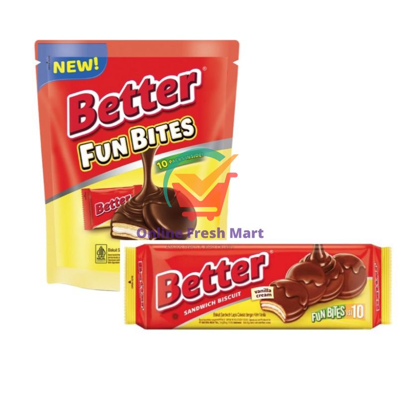 Jual Better Vanila mini sandwich coklat fun bites baru pouch - Online ...