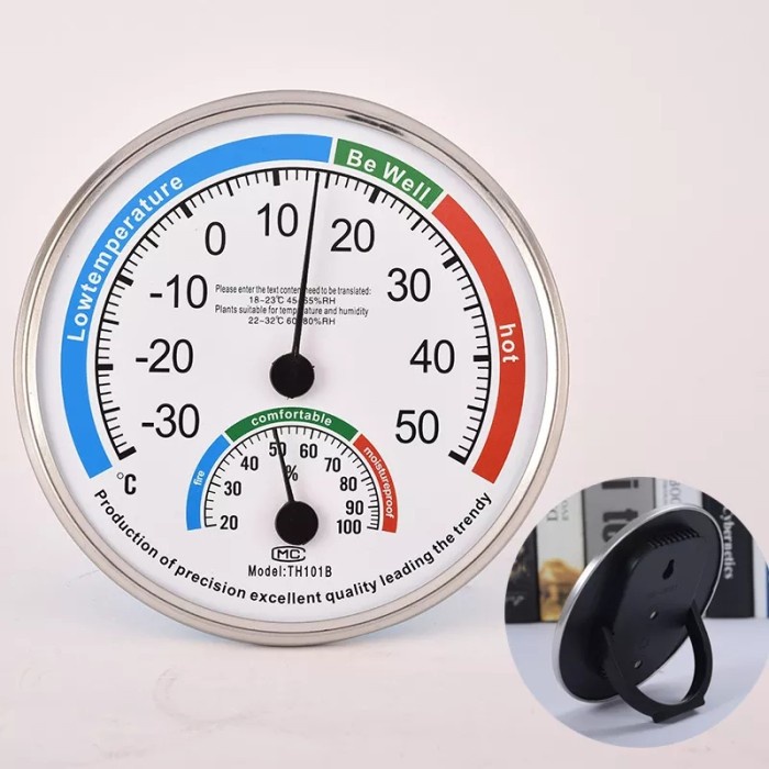 Jual Thermometer Hygrometer Alat Ukur Suhu Kelembapan Termometer Bulat ...