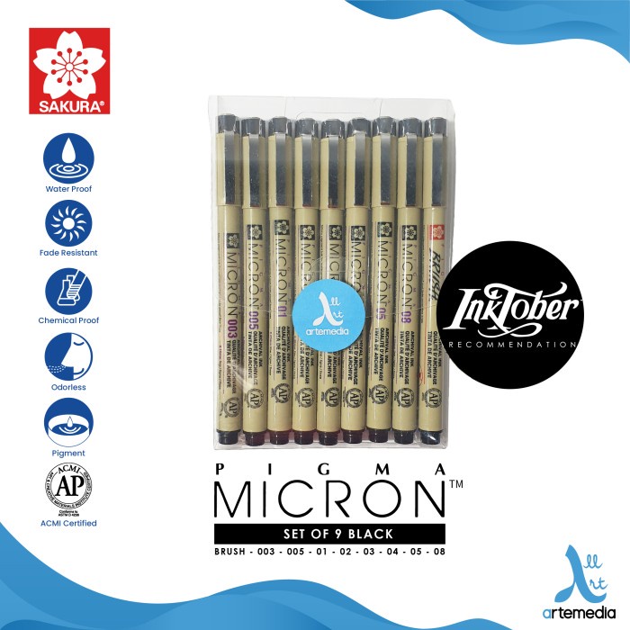 Jual Drawing Pen Sakura Pigma Micron Set 9 Pigment Ink Pulpen Gambar | Shopee Indonesia