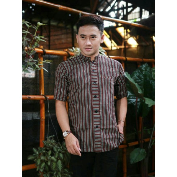 Jual Kebaya dan Sorjan Baju Adat Kemeja Lurik M L XL XXL Baju adat Jawa Baju tradisional Atasan ...