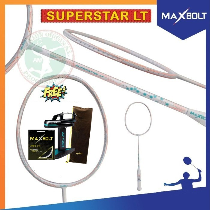 Jual Raket Badminton Original Maxbolt Superstar Super Star LT White ...