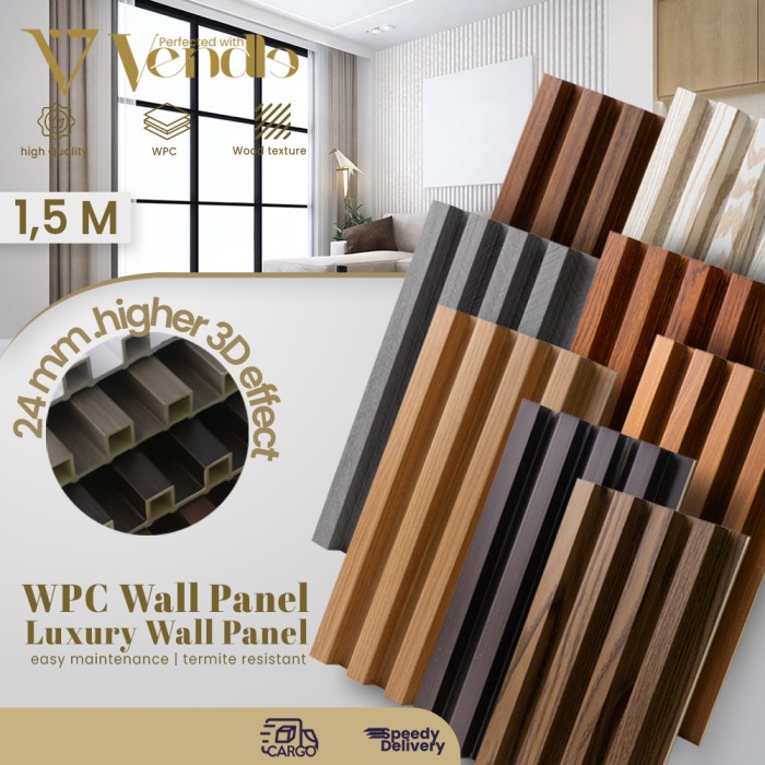 Jual WPC Wall Panel Dinding 24mm - 3D Wall Panel Kantor Wood Dekor Dinding 150cm | Shopee Indonesia
