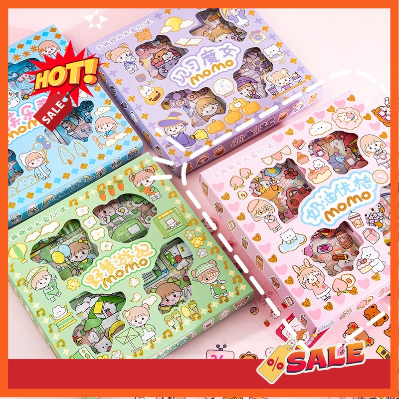 Jual MOMO STIKER KOREA ISI 100 PCS STICKER DECO AESTHETIC / STICKER DIY ...