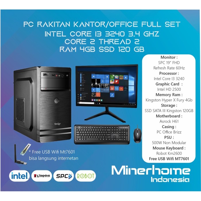 Jual PC Rakitan Office Kantor Full Set Intel Core I3 3240 Ram 4Gb SSD 120Gb | Shopee Indonesia