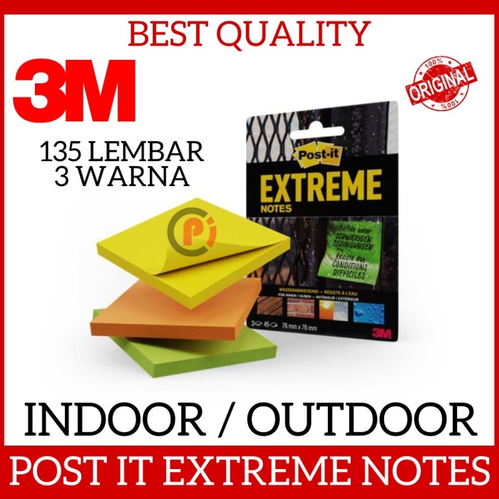 Jual Original 3M Post It Extreme Sticky Notes Ukuran 3 Inch Water ...