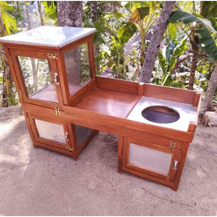 Jual gerobak bakso somai motor kayu mahoni free ongkir | Shopee Indonesia