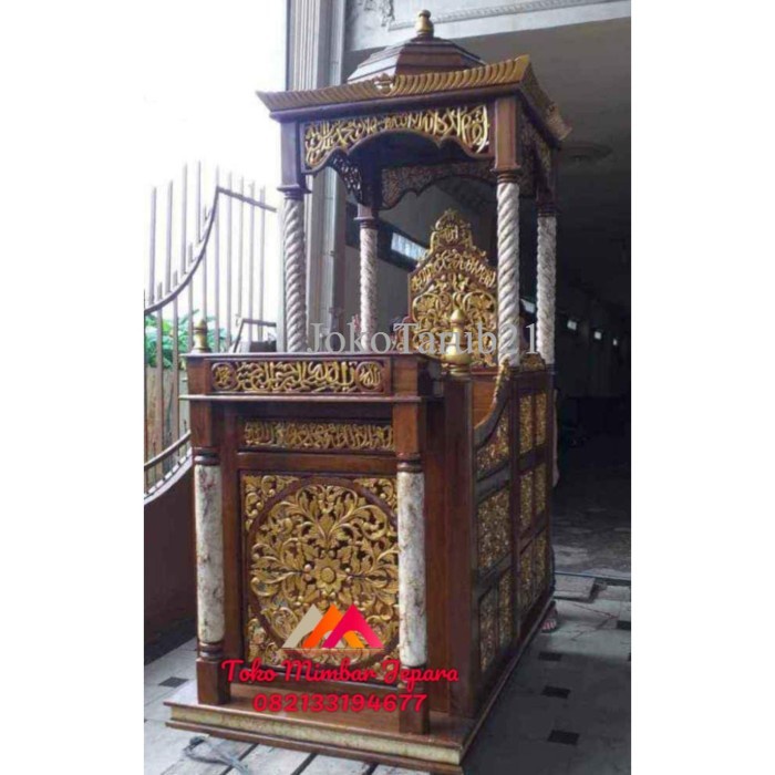 Jual Mimbar masjid tiang natural kombinasi marmer mimbar masjid kayu ...
