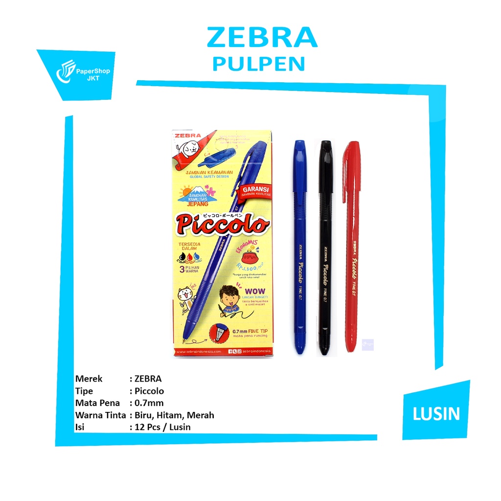 Jual ZEBRA - Piccolo Pulpen Semi Jel Ink 0.7mm - Lusin | Shopee Indonesia