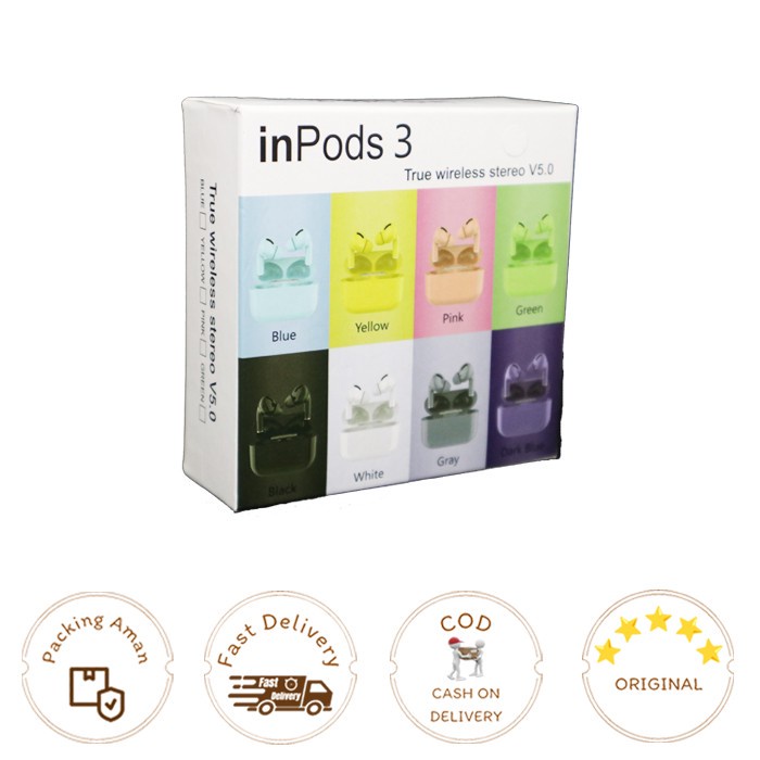 Jual Headset Handsfree Inpods 3 Earphone Bluetooth Macaron (ED ...