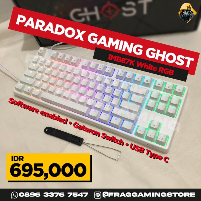 Jual Paradox Gaming GHOST IBM87K / IBM 87K White TKL Mechanical ...