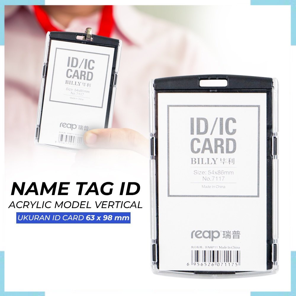 Jual 12321 REAP Name Tag ID Acrylic Model Vertical - 7117 - Black 12321 ...