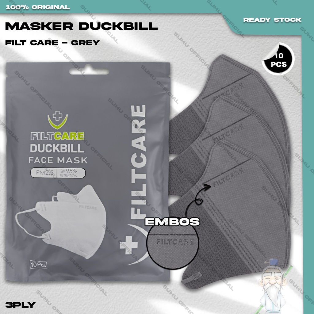 Jual Masker Duckbil FILTCARE 3Ply Isi 10Pcs Warna Grey Abu Gelap ...