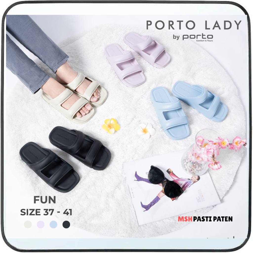 Jual Porto Lady FUN Sandaal Selop Tali 2 Wanita Sandal Karet | Shopee ...