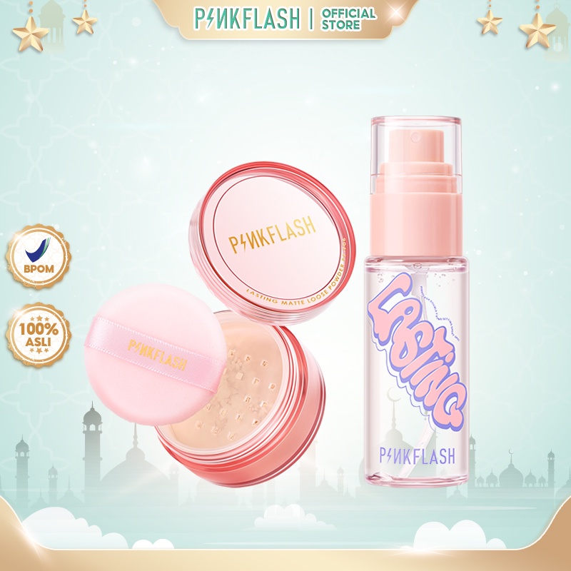 Jual PINKFLASH 2 Pcs Face Makeup Set Matte Oil Controller Loose Setting ...