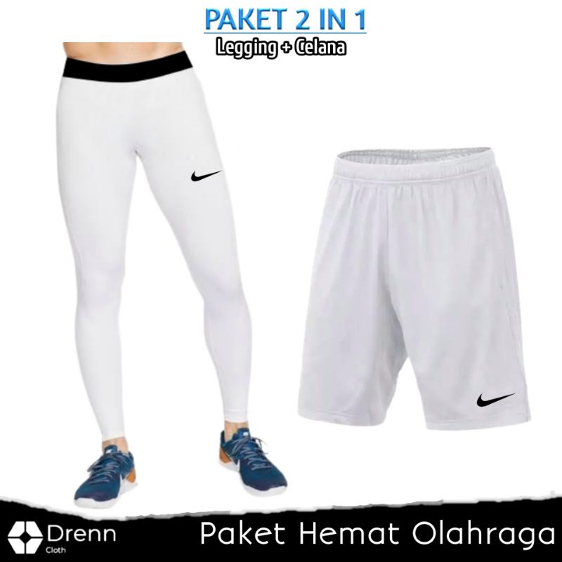 Jual Paket Celana Legging Panjang Putih Pria Wanita dan Celana Pendek ...