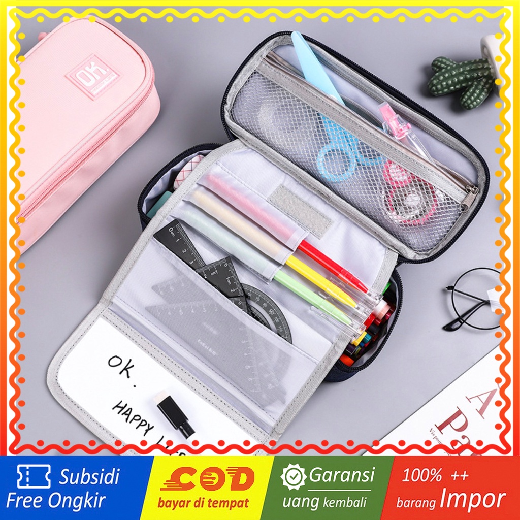 Jual TXS14 Korean Pen Pencil Case Polos OK Brand Jinjing Kotak Tempat ...