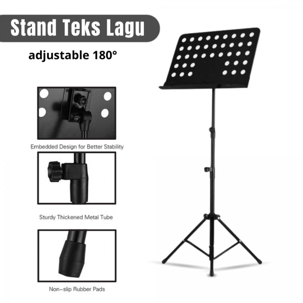 Jual Stand Teks Lagu Partitur Sheet Musik 180 Derajat Adjustable FL05R ...