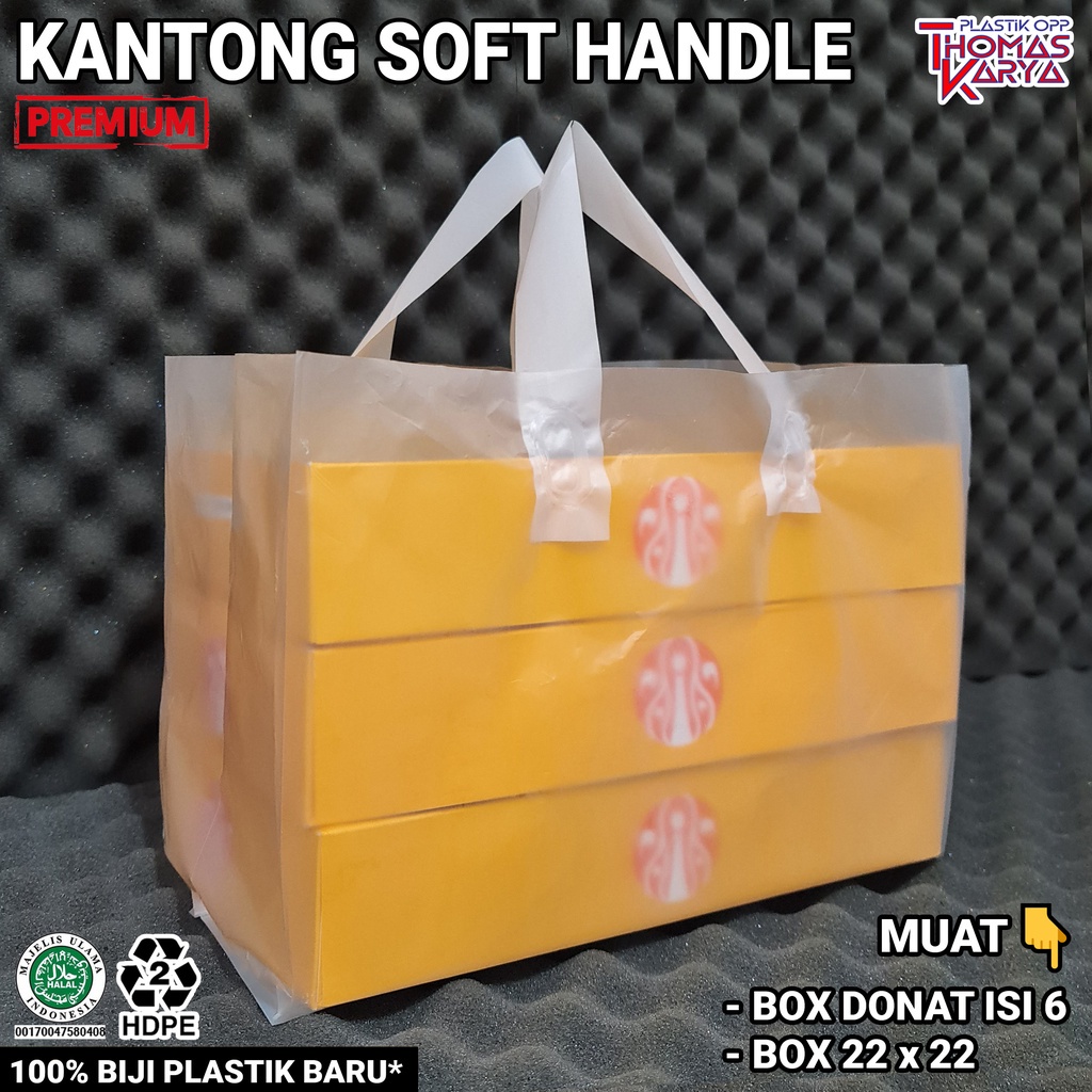 Jual Kantong Plastik Box Donat Isi 6 Soft Handle isi 50 Kemasan Bening ...