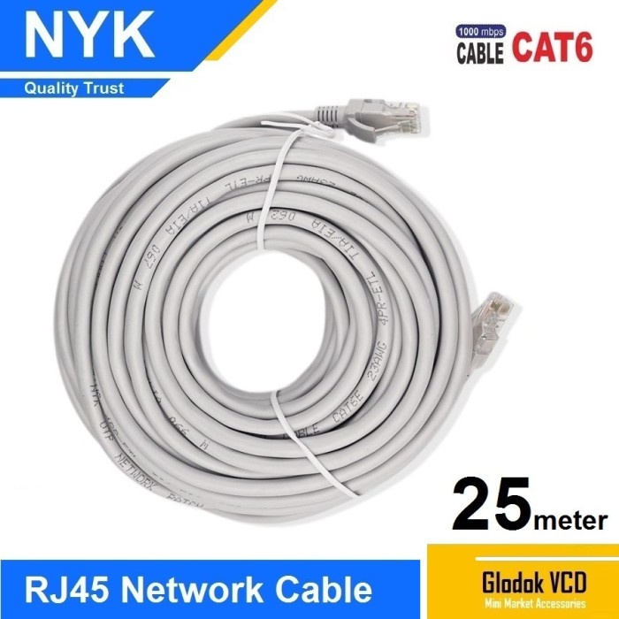 Jual NYK Kabel Lan UTP Cat6E 25m / Internet / Ethernet Cable 25 meter ...