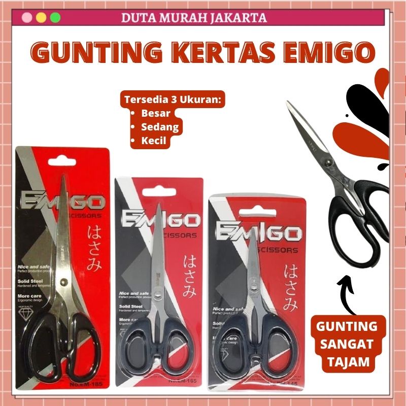 Jual Gunting Kertas Emigo Hitam Besar Sedang Kecil | Shopee Indonesia