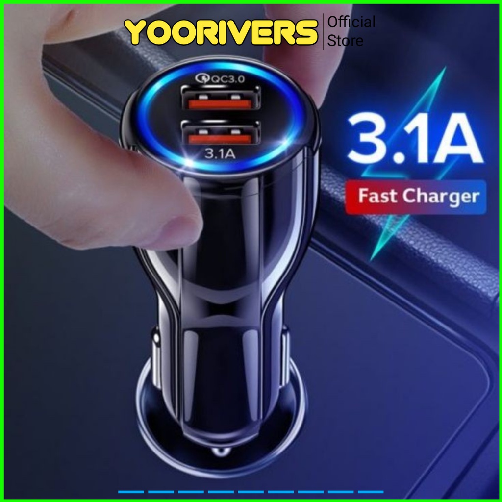 Jual Charger LED casan mobil motor fast charging 3.1A LED digital volt ...