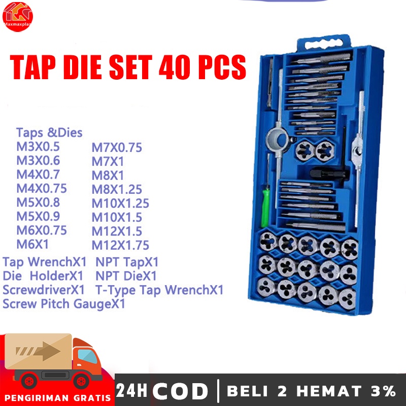 Jual Tap Die Set 40 pcs Alat Snai dan Tap Ulir Dart Mur Baut Alat Senai ...