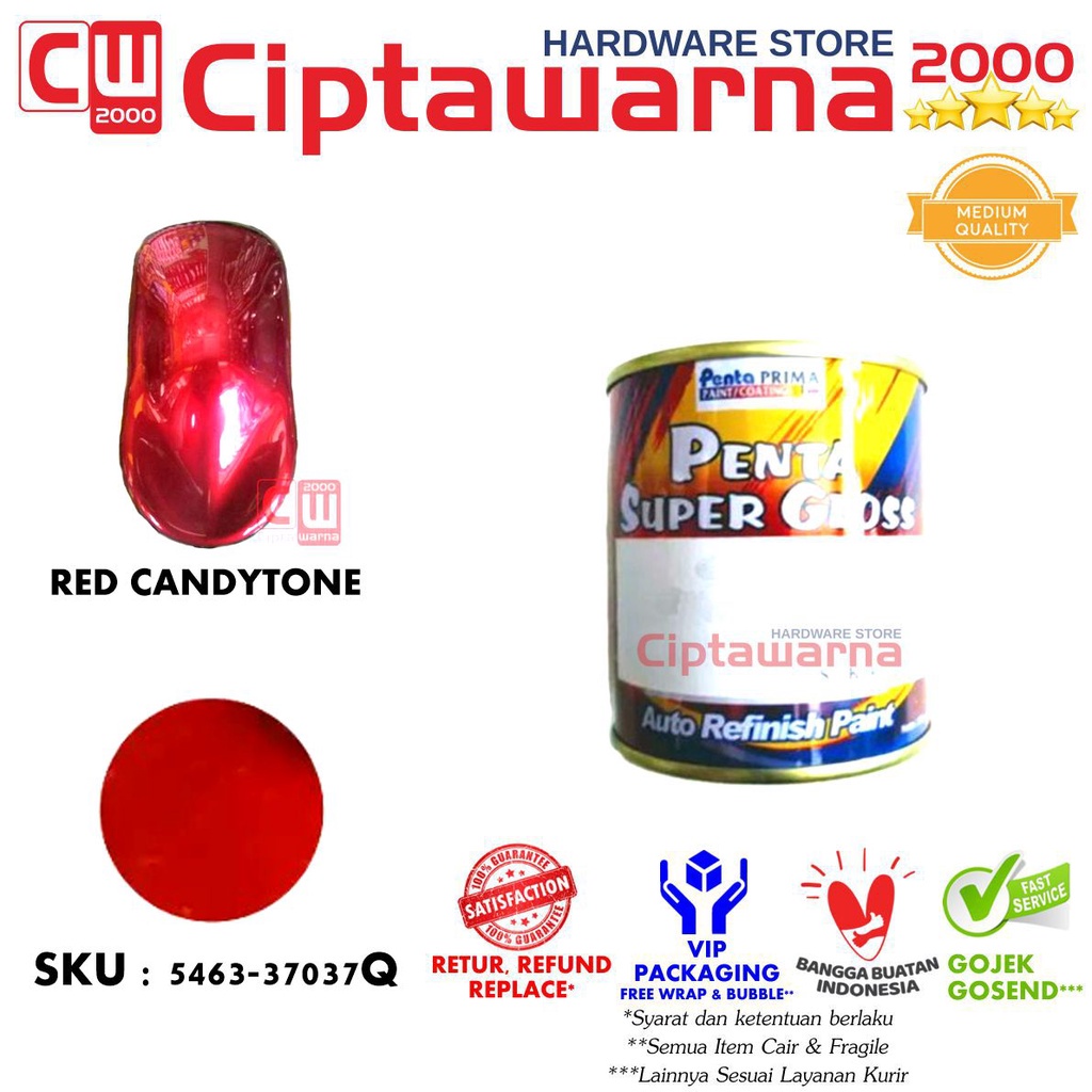 Jual Cat Penta Super Gloss Merah Red Candy Candytone 200 Gram | Shopee ...