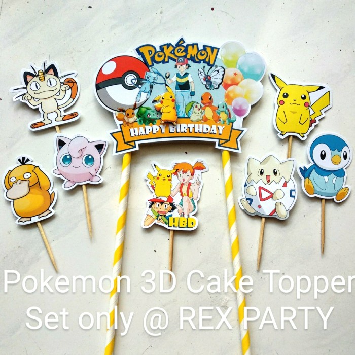 Jual Pokemon Cake Topper/Topper Kue Pokemon/3D Birthday Topper | Shopee ...