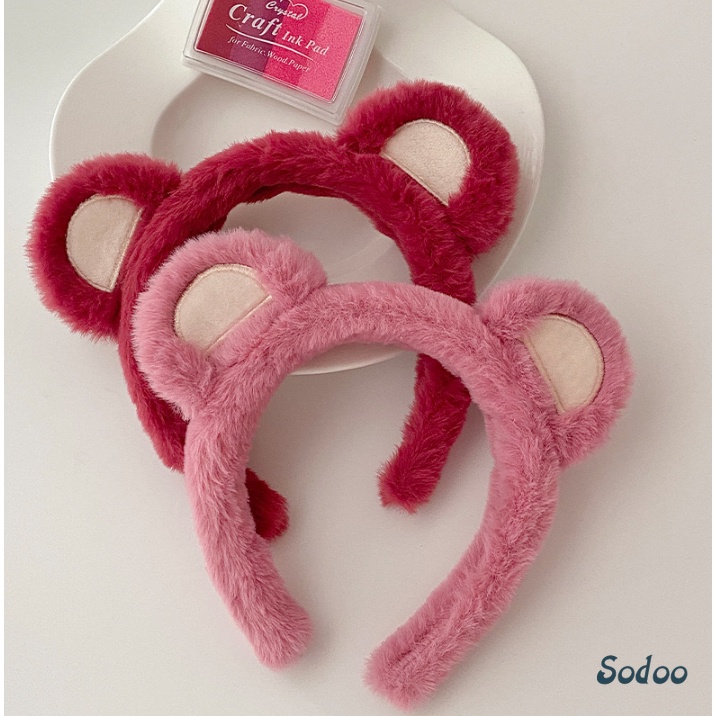 Jual COD Bando Karakter Lotso Korea Ikat Kepala telinga Bear Bulu imut ...