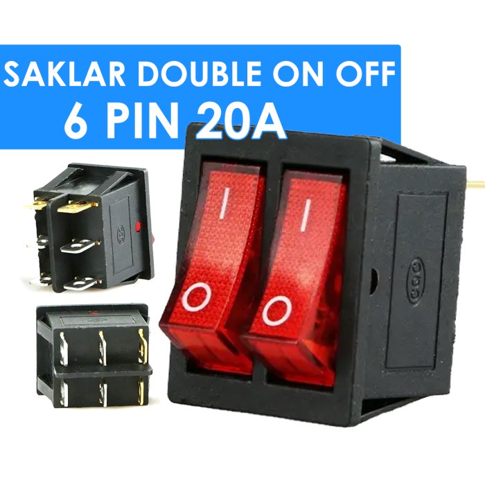 Jual Saklar Double On Off Merah - 6 Pin 20A | Shopee Indonesia