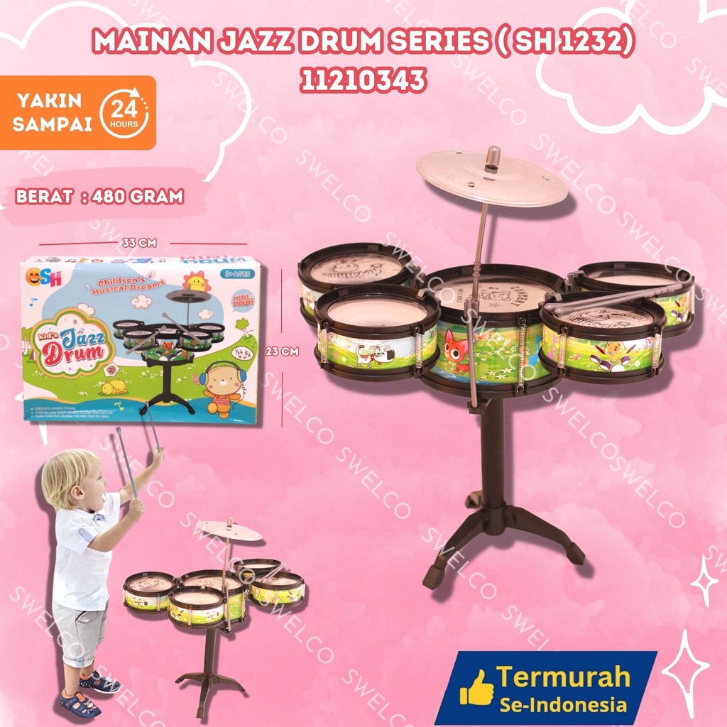 Jual SH 1232 LITTLE JAZZ DRUM SET 6 IN 1 Mainan Drum Jazz Set Anak ...