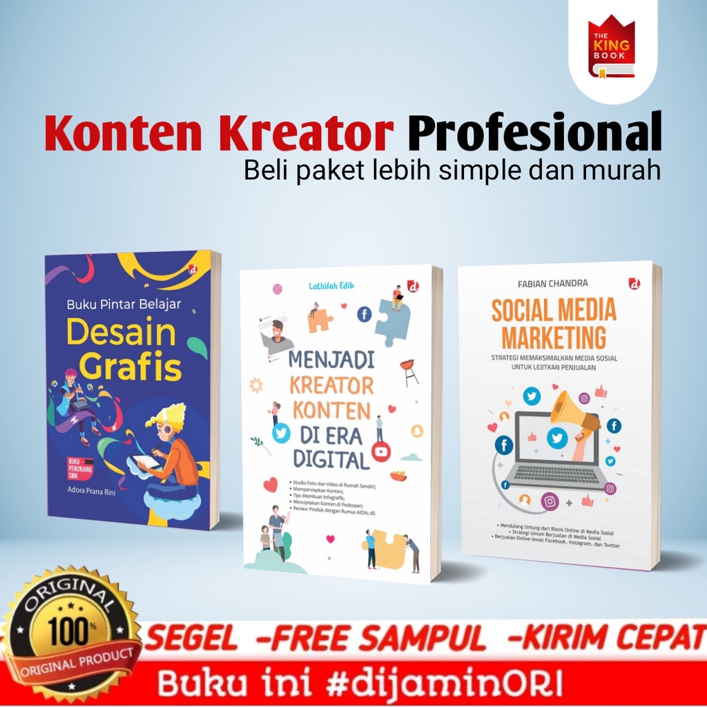 Jual Paket 3 buku belajar desain grafis dan paket menjadi konten Kreator buku Kreator konten ...