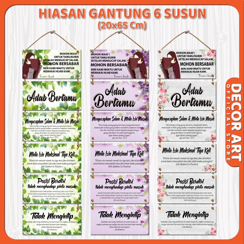 Jual DecorArt 60x20 Cm Hiasan Dinding 6 Susun Adab Bertamu Model ...
