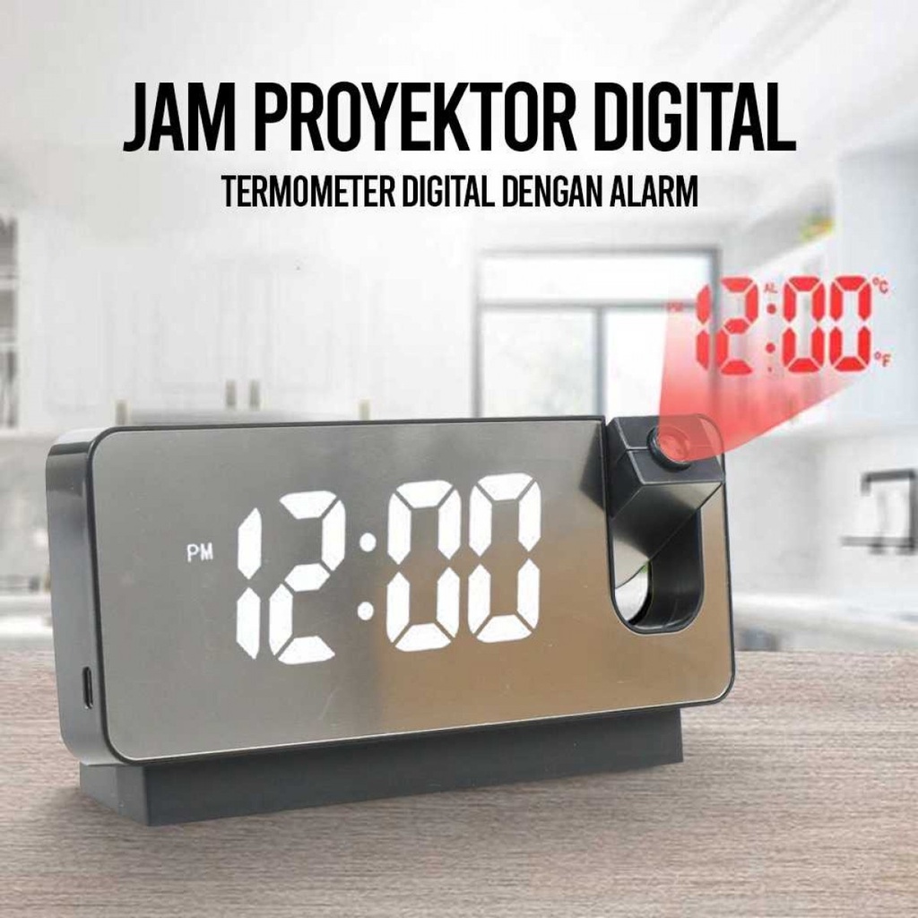 Jual Jam Proyektor Digital Meja Fungsi Alarm Temperature USB Type C ...